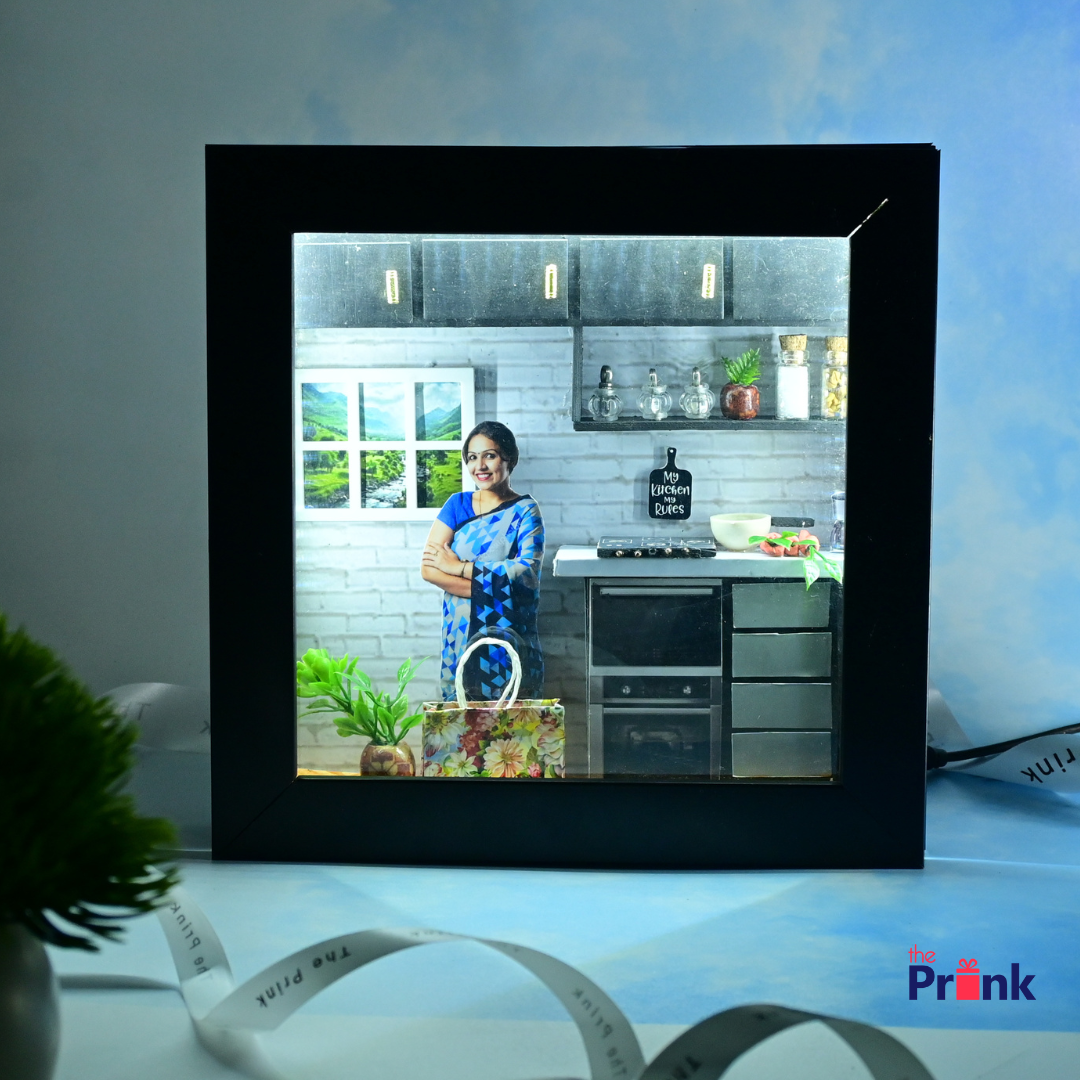 Mom Miniature Box with Lights | Kitched Themed Shadow Box | 3d Box With ...
